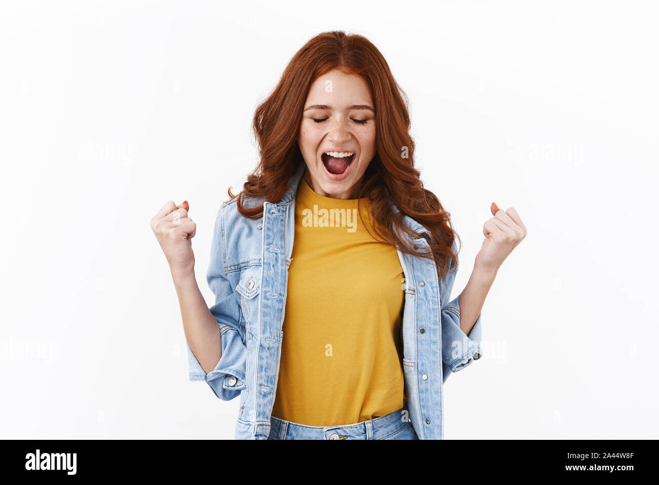 Achievement, success and celebration concept. Girl finally passed all ...