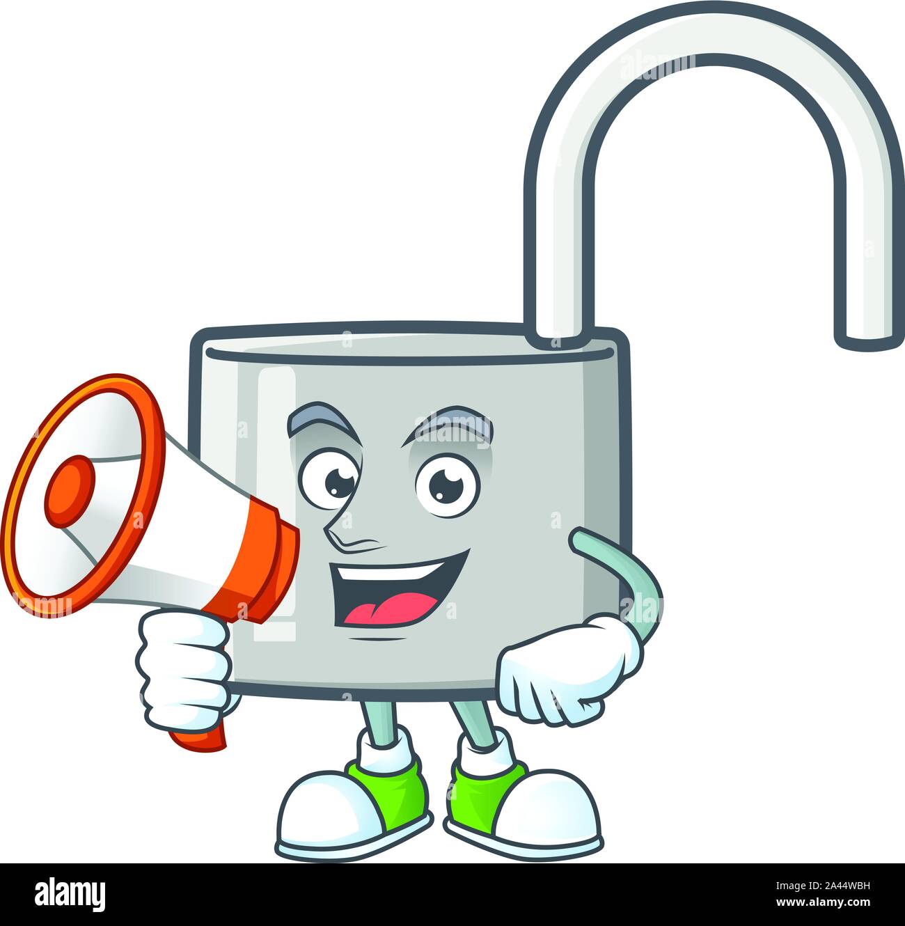 With megaphone unlock key with cartoon character design Stock Vector ...