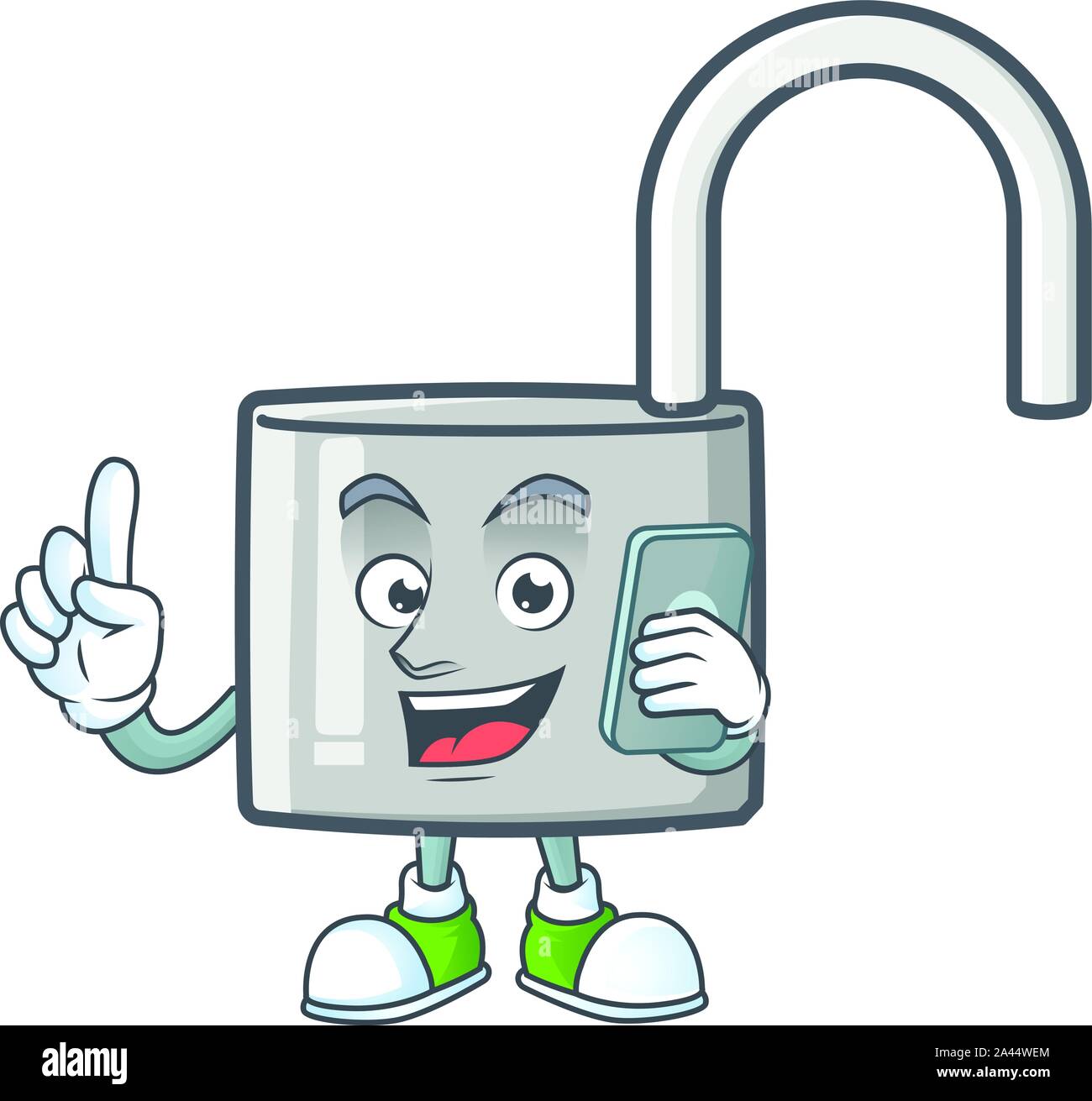 With phone unlock key with cartoon character design Stock Vector Image ...