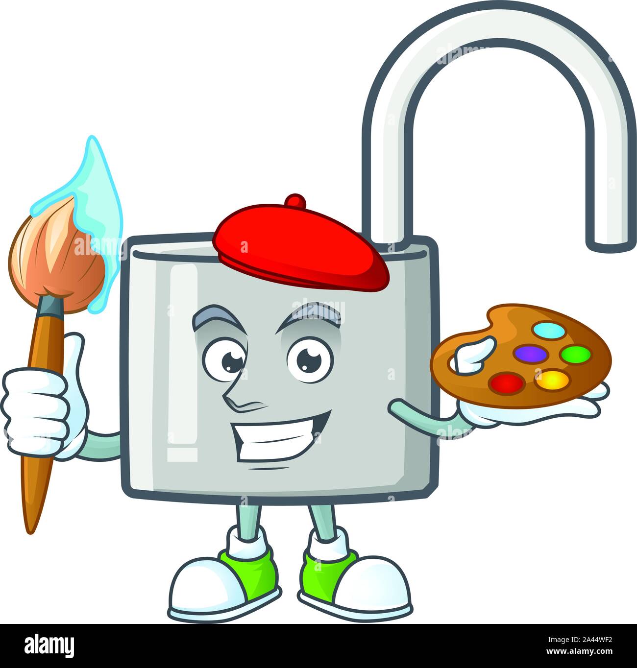 Painter unlock key with cartoon character design Stock Vector Image ...