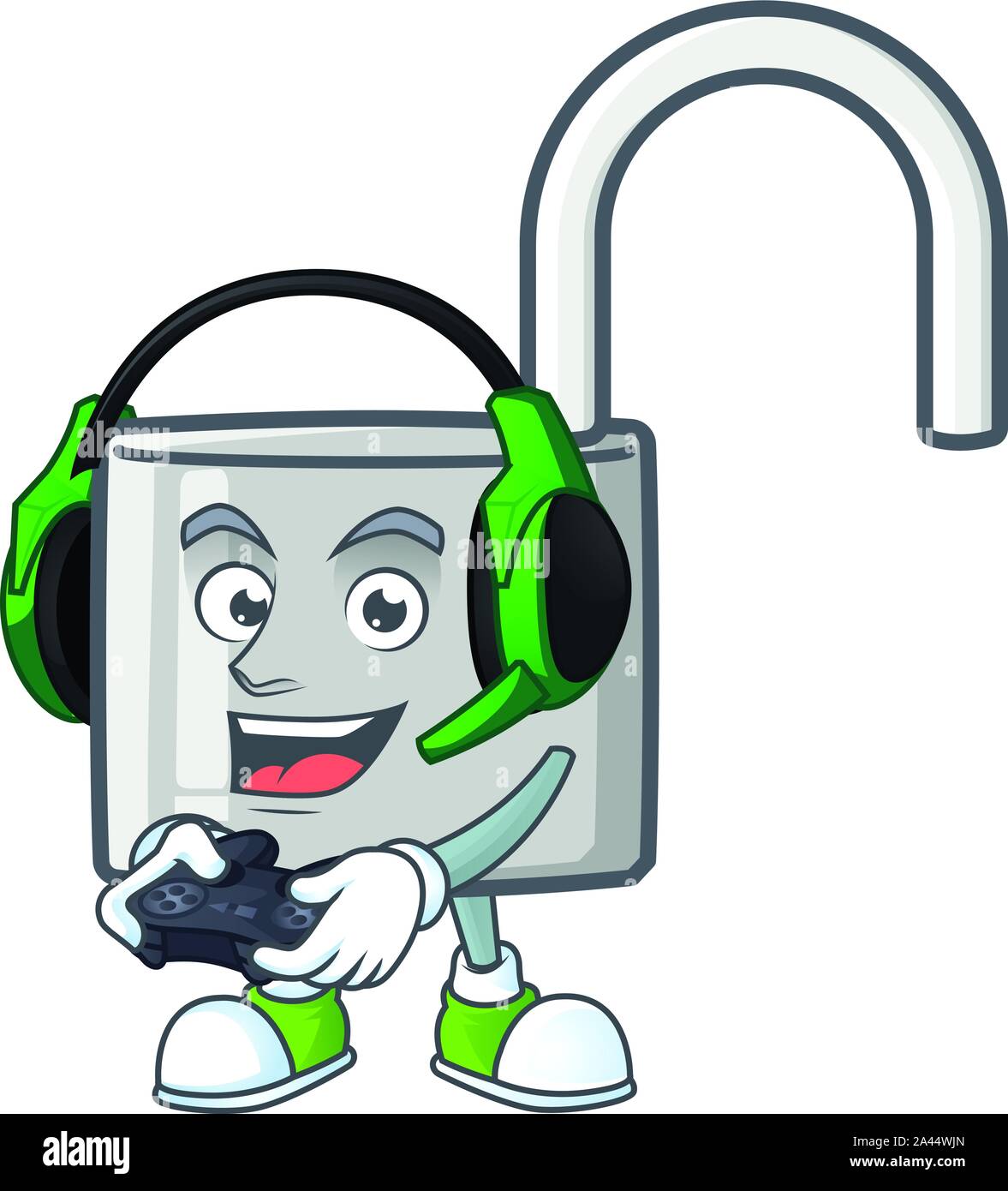 Gaming unlock key with cartoon character design Stock Vector Image ...