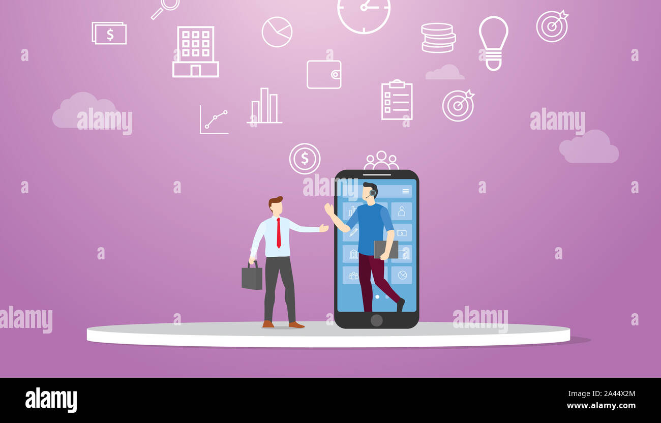 online assistant technology service concept with modern flat style ...