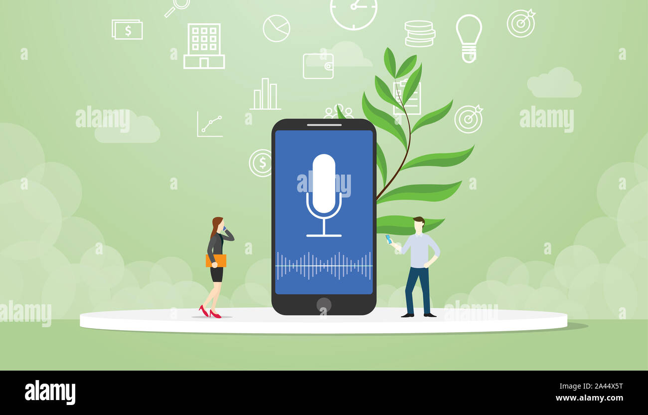 voice command technology with people concept with modern flat style - vector illustration Stock ...