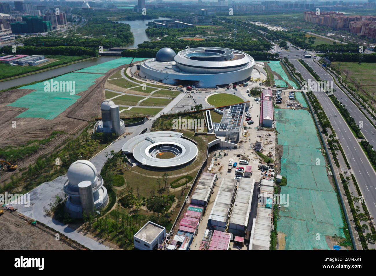 Aerial view of the newly-built Shanghai Science and Technology Museum ...