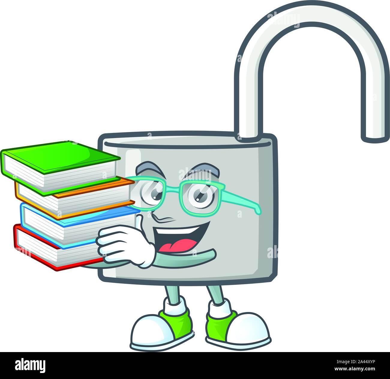 Student with book silver unlock key on white background Stock Vector ...