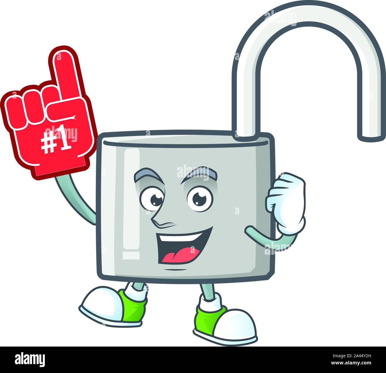 Foam finger silver unlock key on white background Stock Vector Image ...