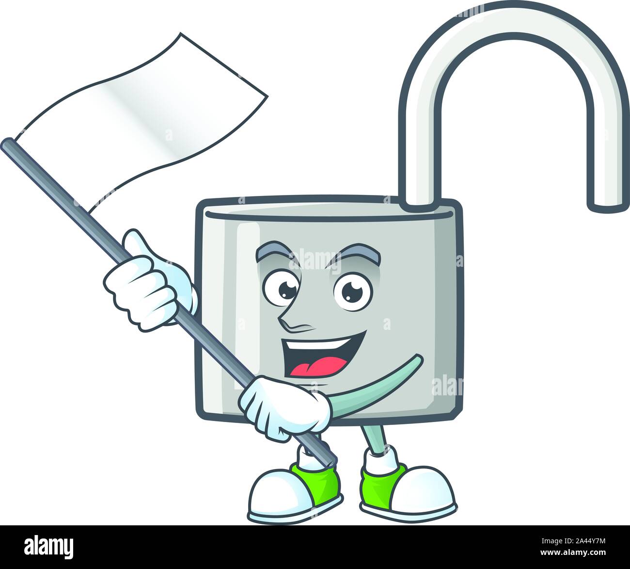 With flag silver unlock key on white background Stock Vector Image ...