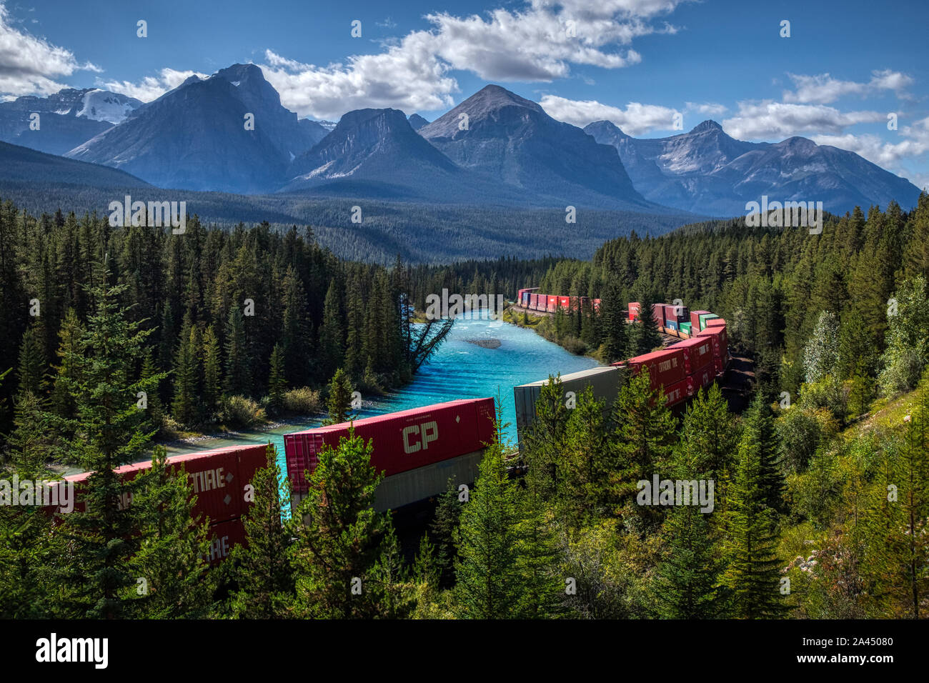 Iconic view of Morants Curve where the Canadian Pacific Railway runs ...