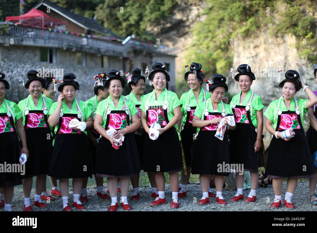 Miao people in traditional clothes gather to celebrate Chixin festival ...