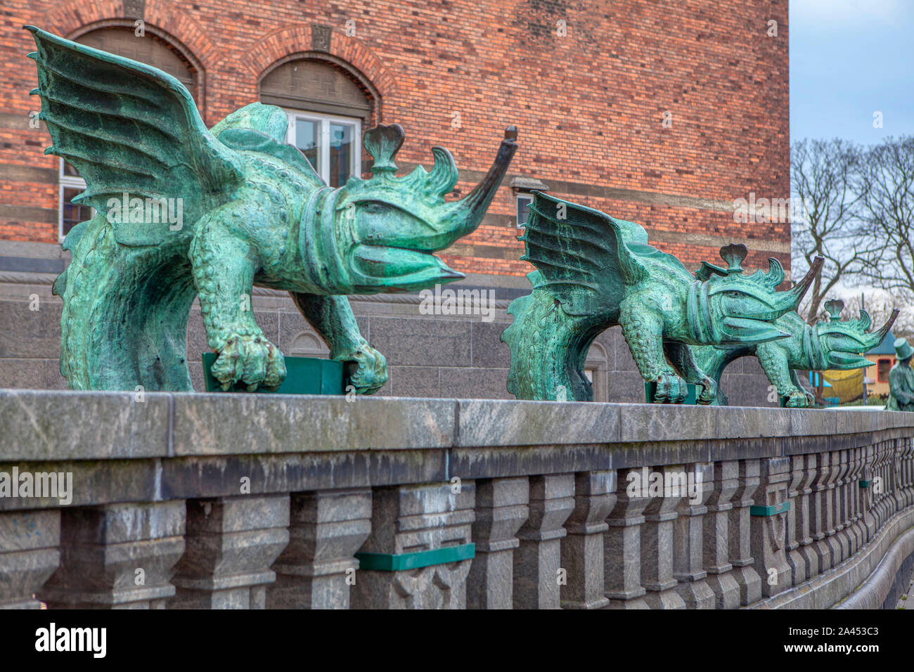 dragons of City Hall in Copenhagen Stock Photo - Alamy