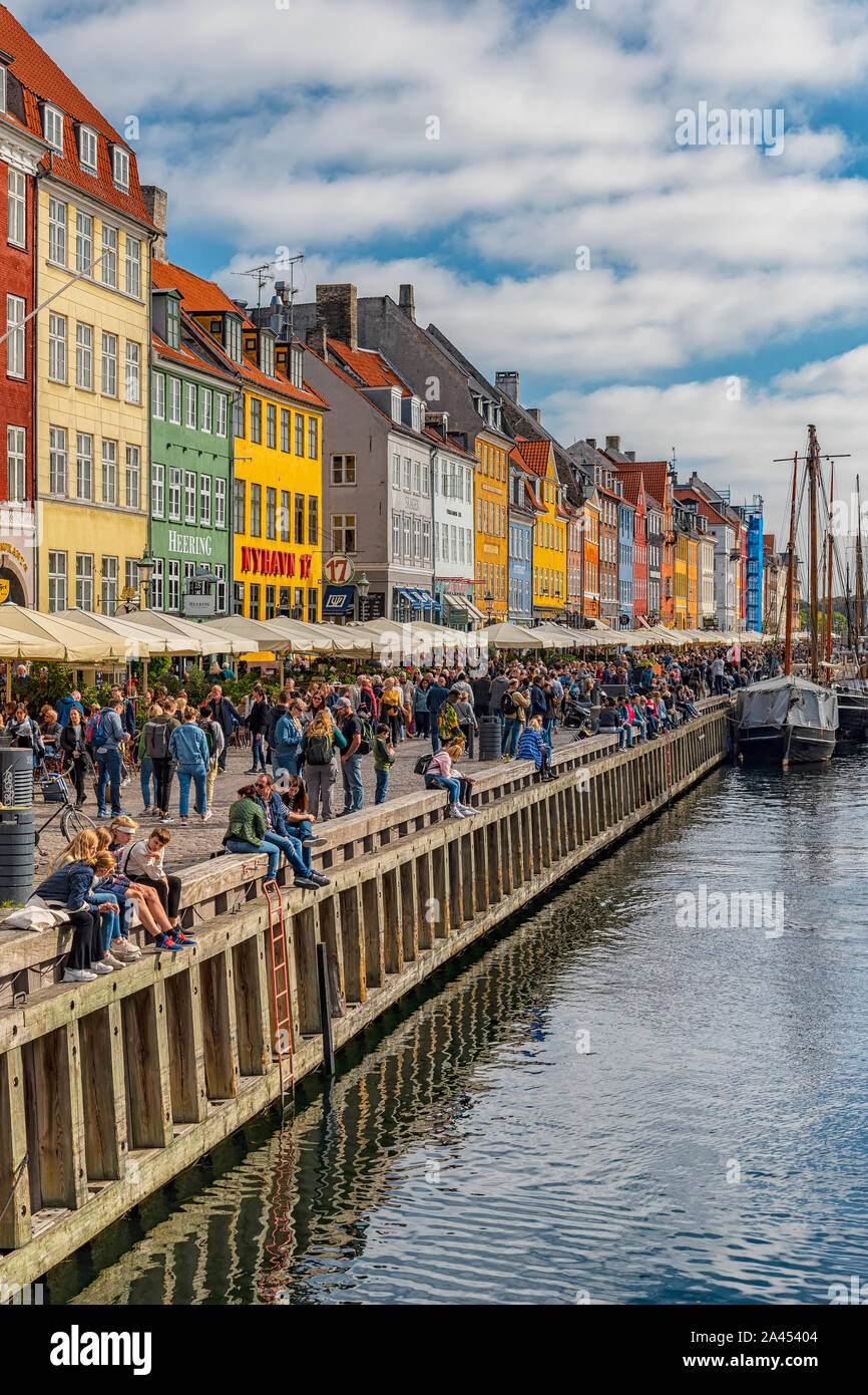 COPENHAGEN, DENMARK - SEPTEMBER 21, 2019: Copenhagen waterfront, canal ...