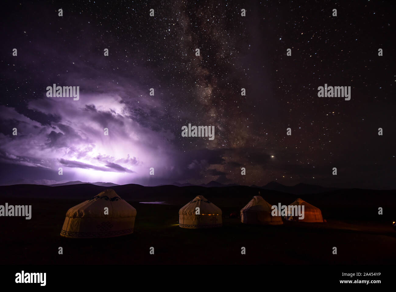 Landscape of the starry sky over Bayingolin Mongol Autonomous ...
