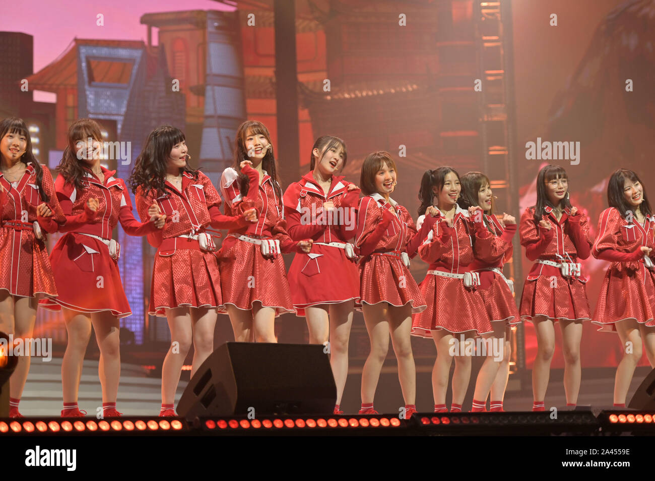 Members of Japanese idol girl group AKB48 and its international sister ...