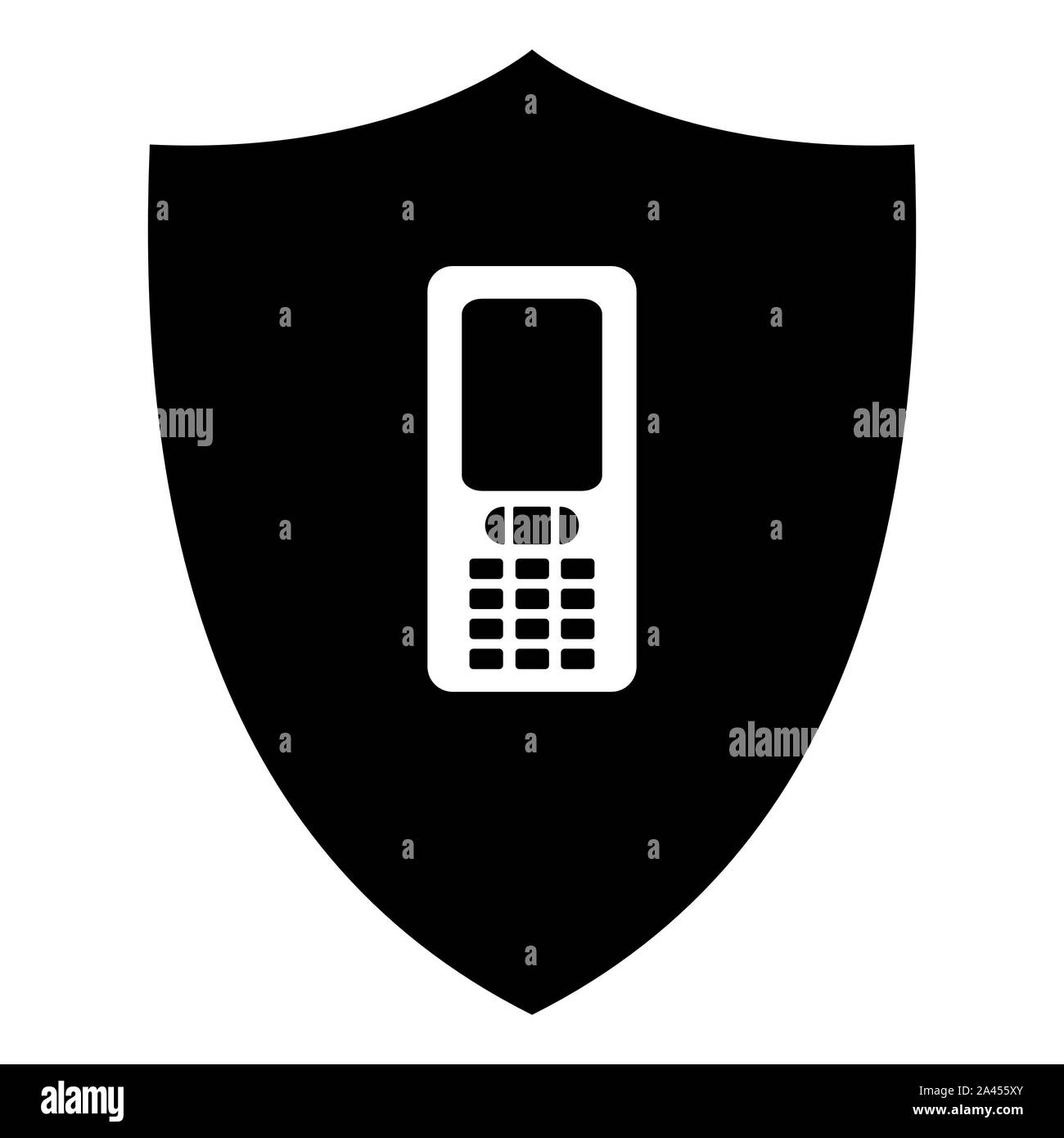 Mobile phone and shield Stock Photo - Alamy