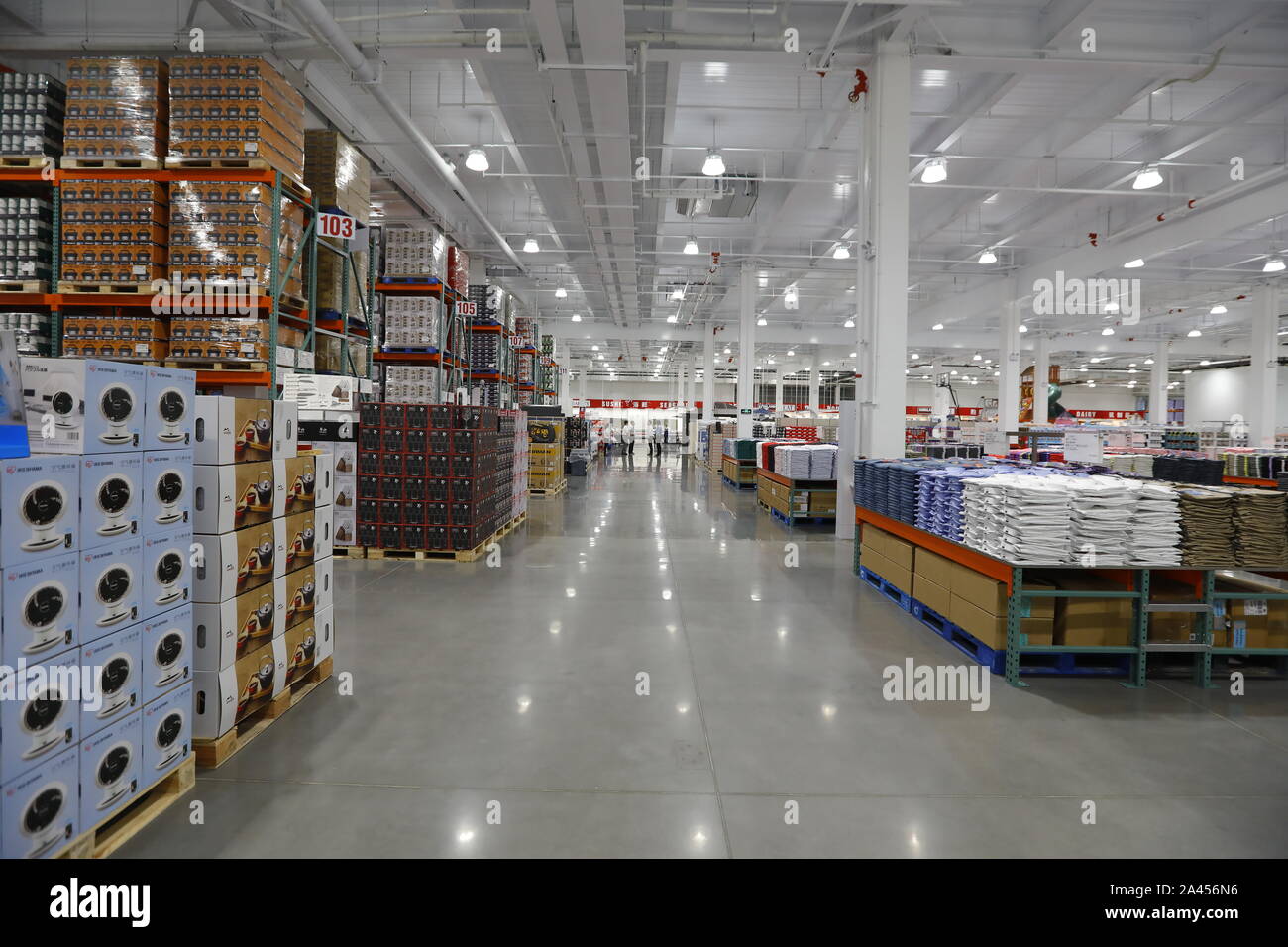 Interior view of the first brick-and-mortar store of Costco in the ...