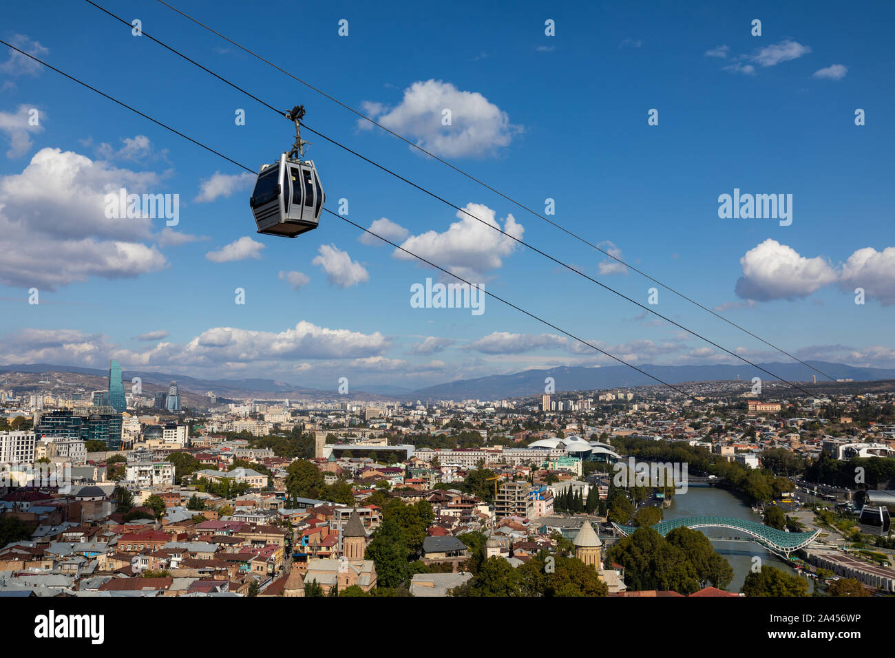 A general view of the cable cars over Tbilisi Stock Photo - Alamy
