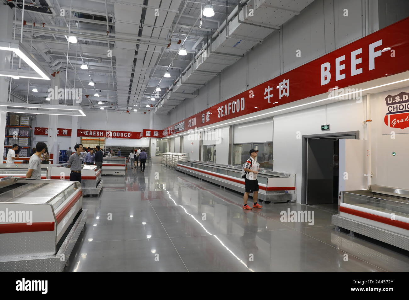Interior view of the first brick-and-mortar store of Costco in the ...