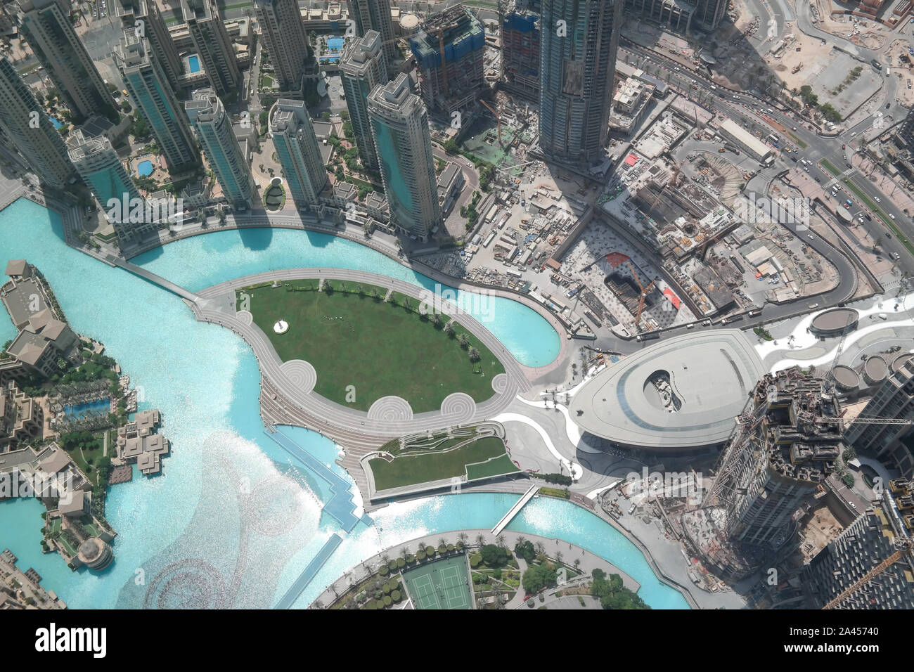 Aerial view of Downtown Dubai, Skyscrapers and landmarks, view of Dubai ...