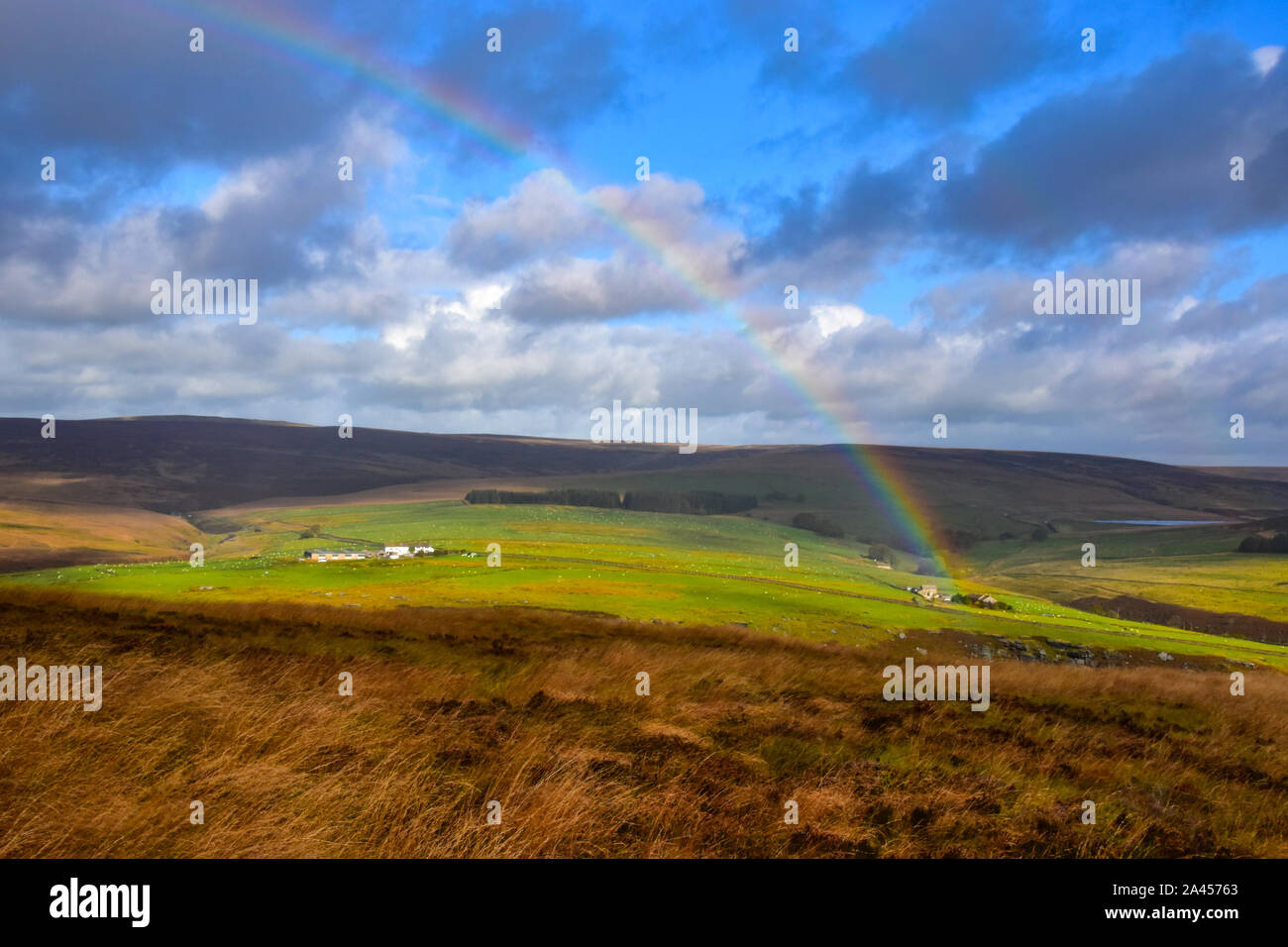 Rainbow over Heptonstall Moor, Pennine Way, South Pennines, Yorkshire ...
