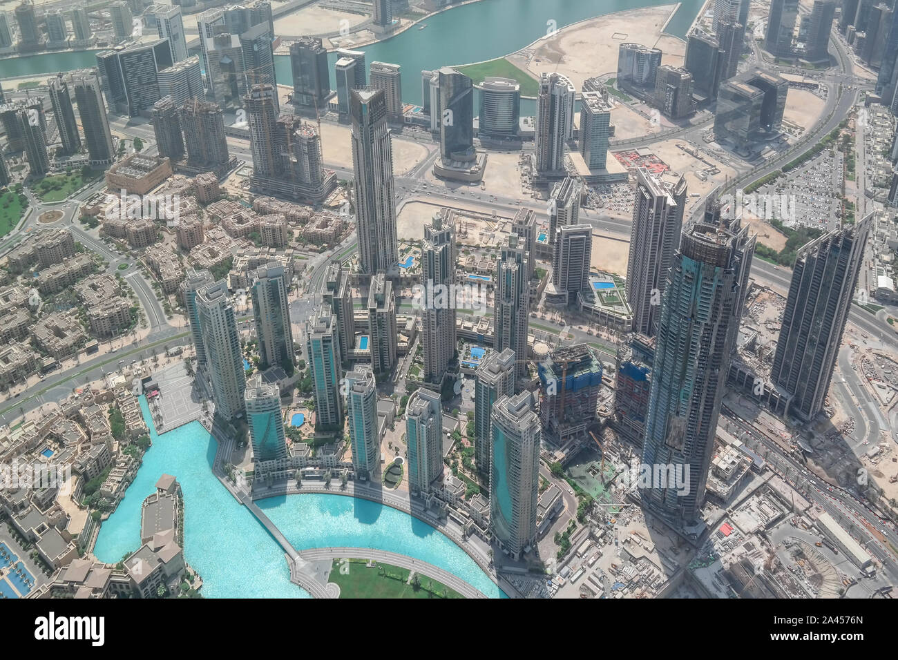 Aerial view of Downtown Dubai, Skyscrapers and landmarks, view of Dubai ...