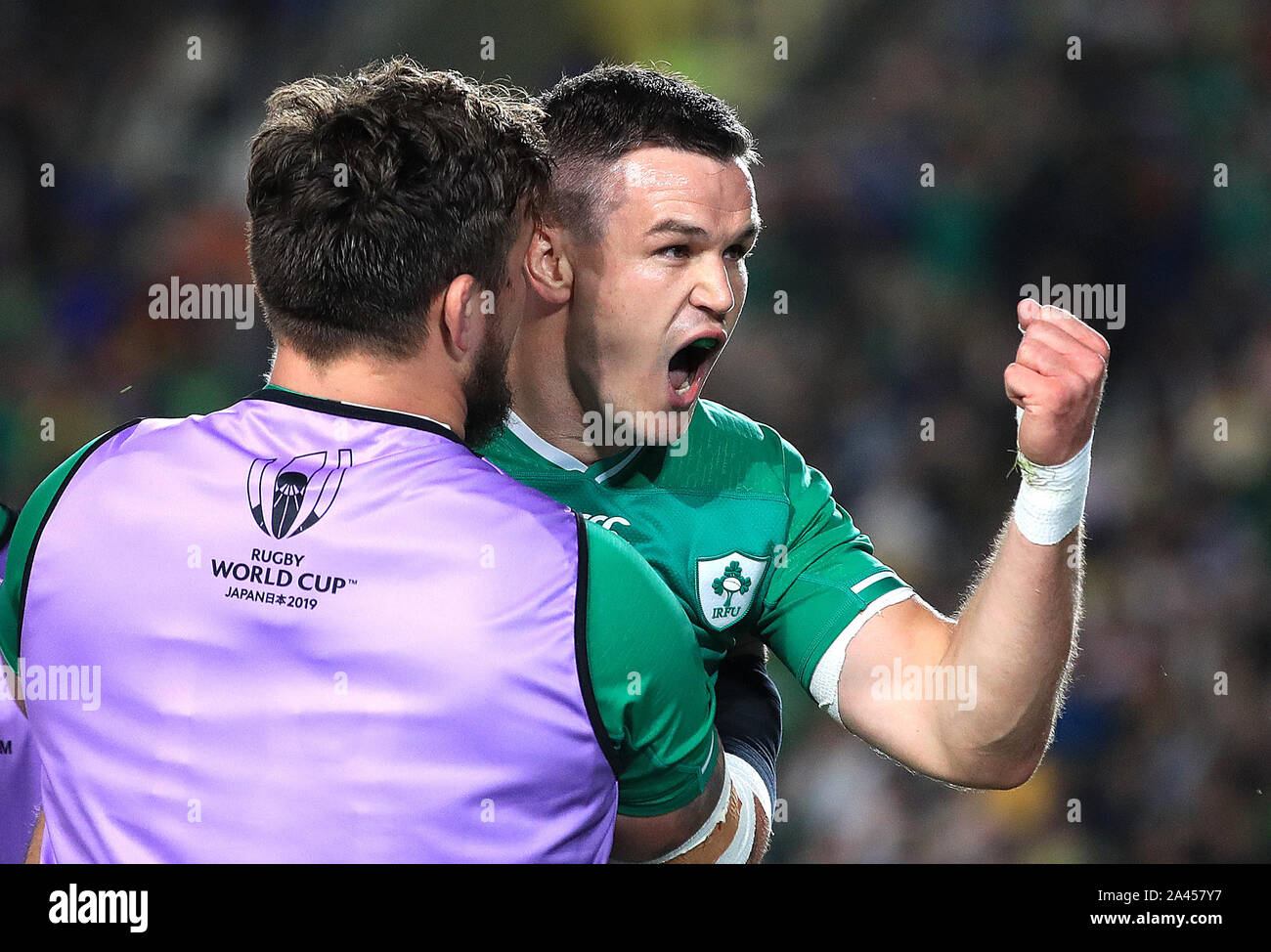 Irelands johnny sexton celebrates scoring hi-res stock photography and ...