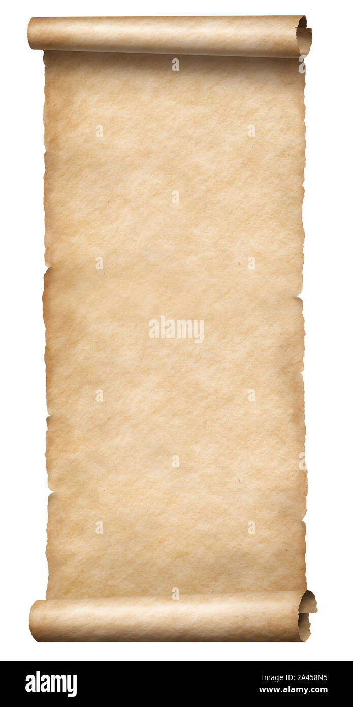 Worn long parchment scroll isolated Stock Photo - Alamy