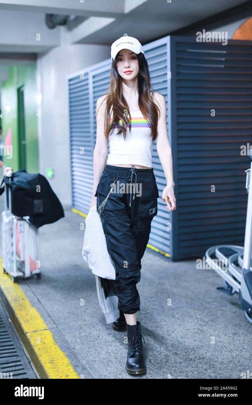 Hong Kong actress Angelababy arrives at the Shanghai Hongqiao ...
