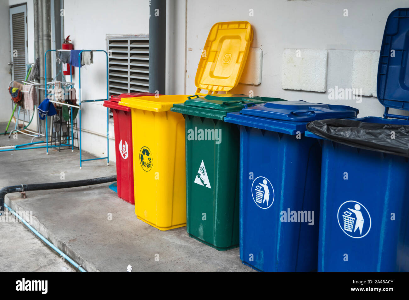 Garbage Trash Bins for collecting a recycle materials. Garbage trash ...