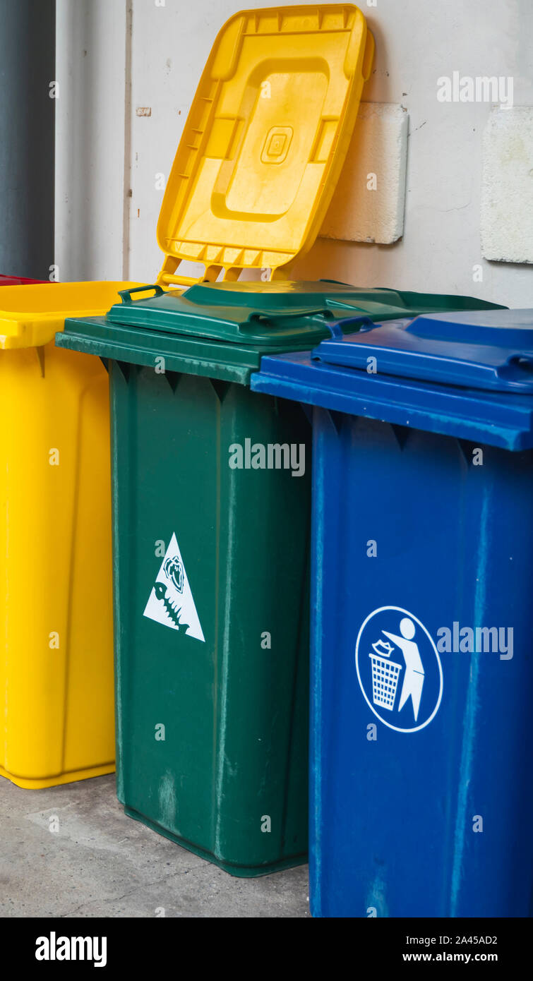 Garbage Trash Bins for collecting a recycle materials. Garbage trash ...