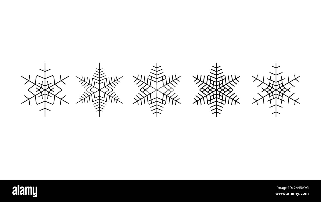 Vector big set of black Snowflakes design element on white background ...