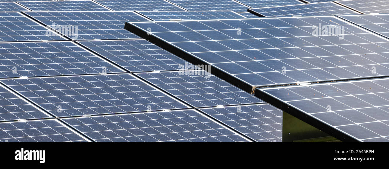 Solar field Solar panel Panorama Stock Photo - Alamy
