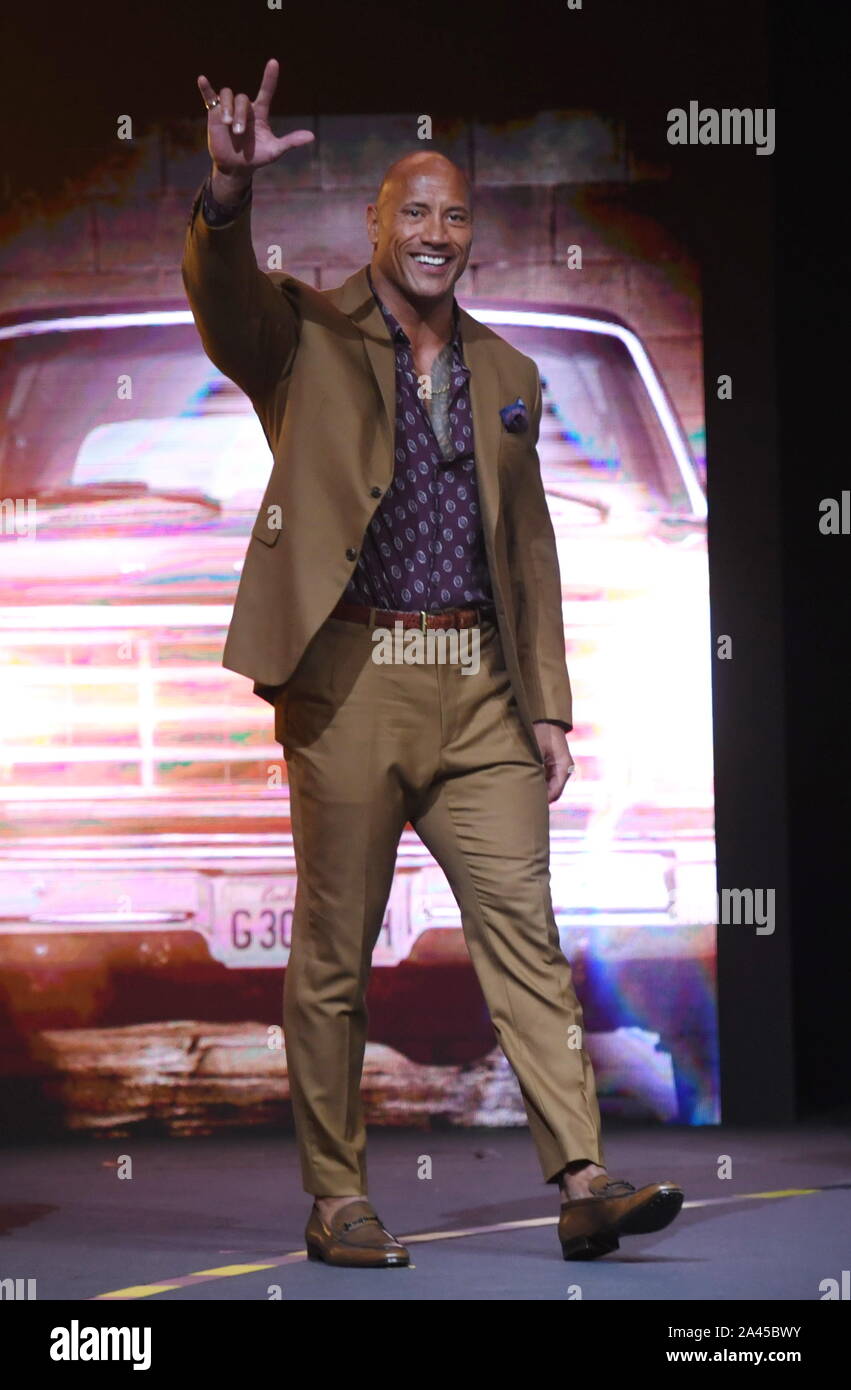 American actor Dwayne Johnson attends a press conference for new movie ...