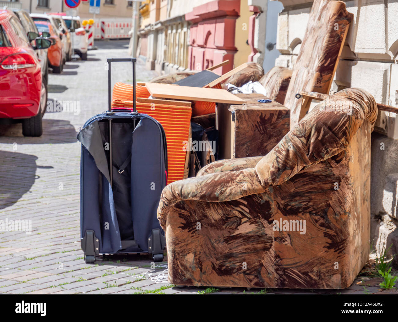 Bulky waste on the road to collection Stock Photo - Alamy
