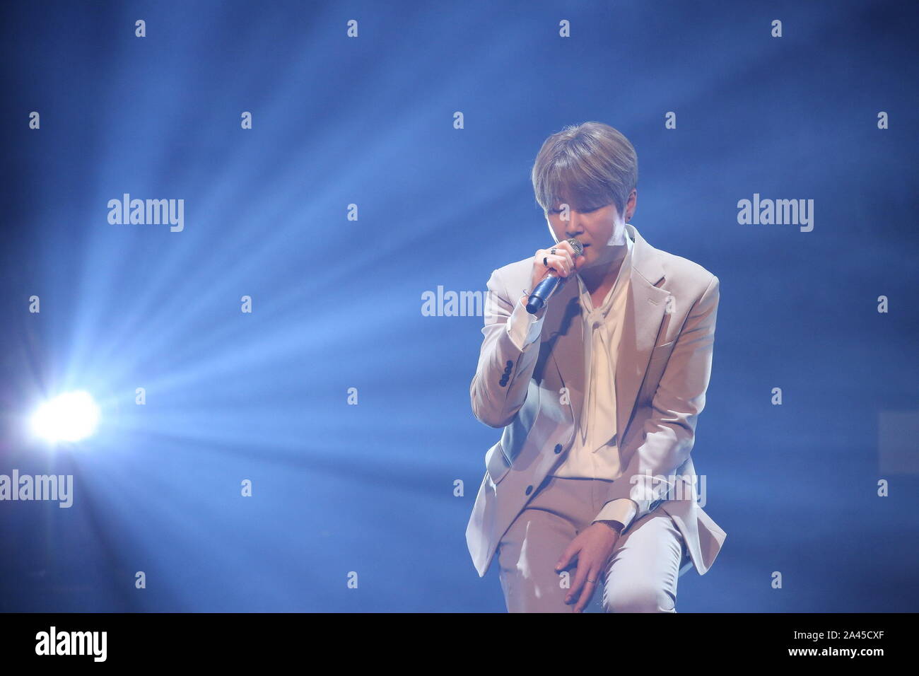 South Korean singer Shin Hye-sung of Korean boy group Shinhwa performs ...