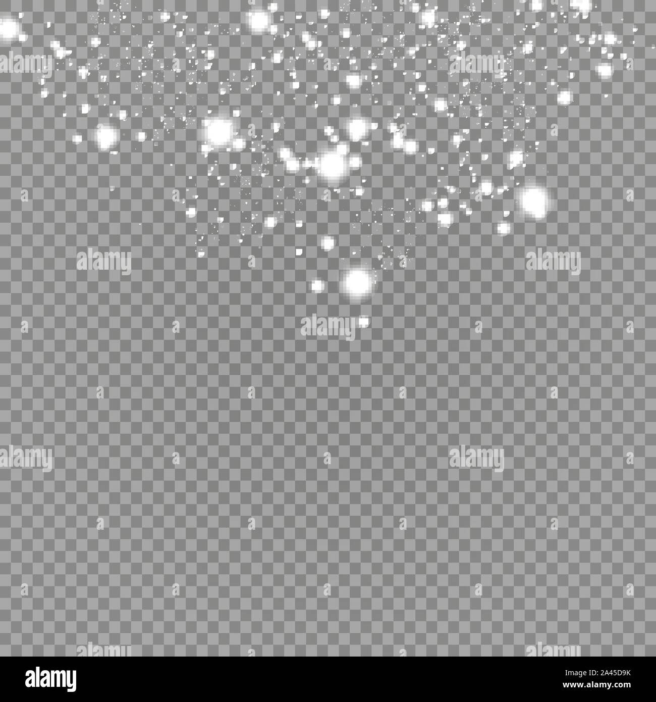 Realistic falling snowflakes. Isolated on transparent background ...