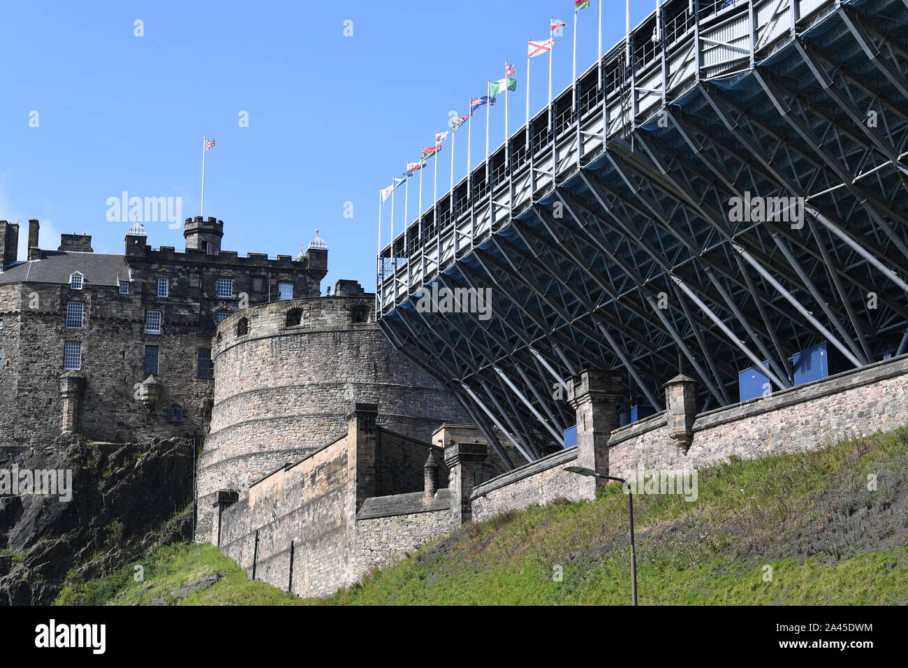 Edinburgh Castle from Johnston Terrace - 2019 Tattoo Grandstand on the ...