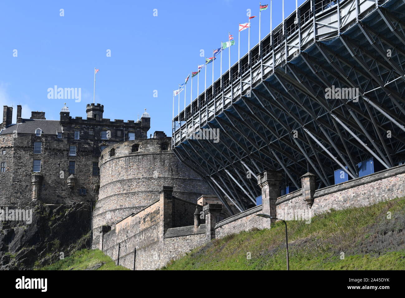 Edinburgh Castle from Johnston Terrace - 2019 Tattoo Grandstand on the ...