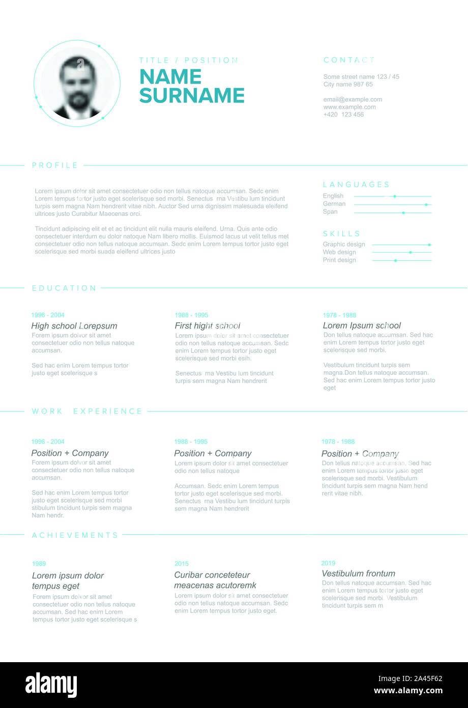 Vector minimalist cv / resume template with content blocks design Stock ...