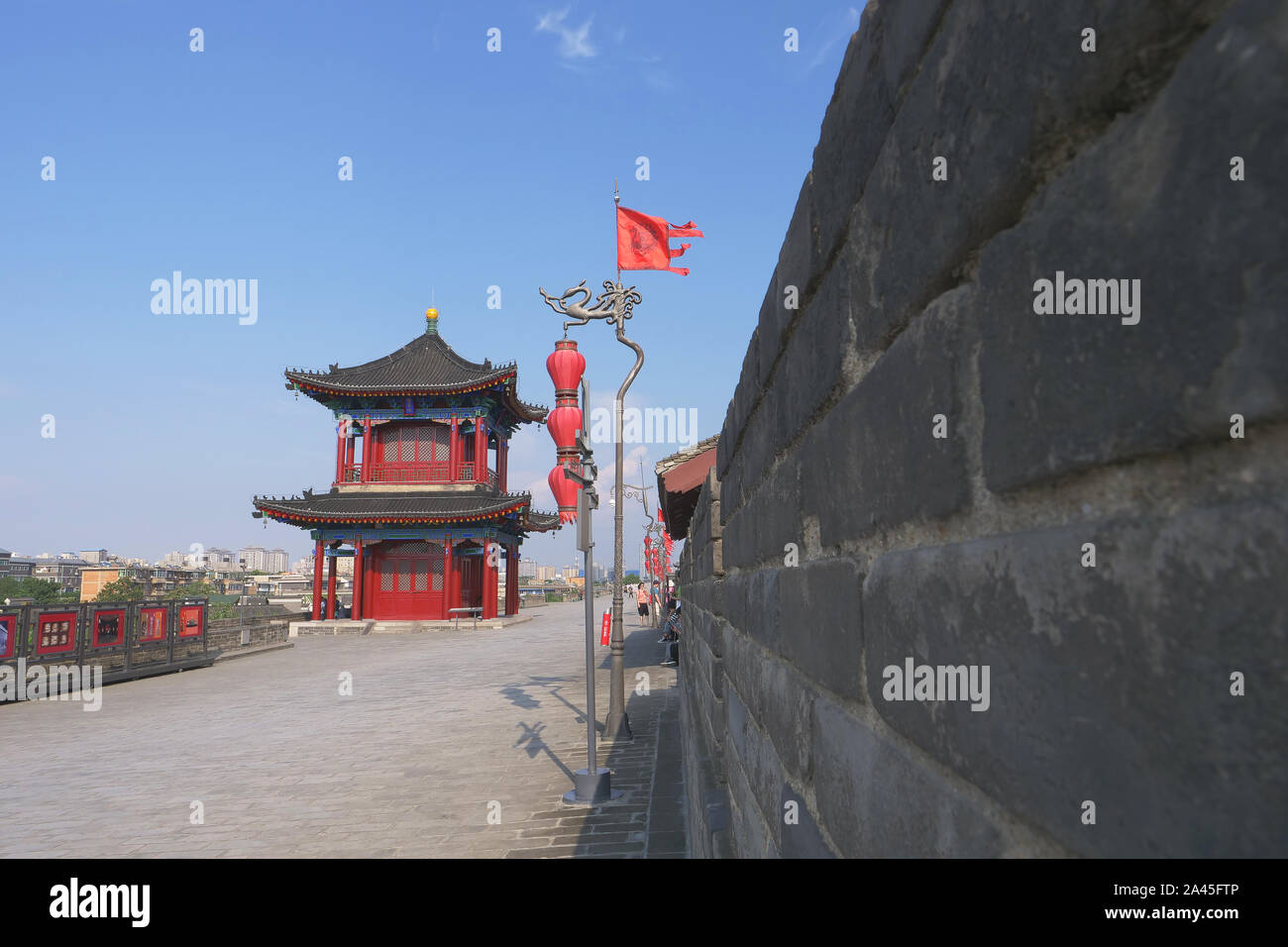 Famous Chinese ancient architecture stone city wall in Xian China Stock ...