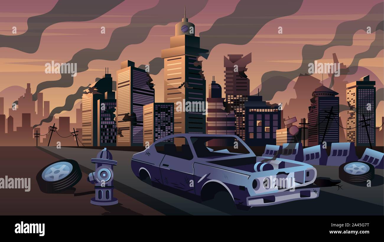 City ruins destroyed abandoned Stock Vector Images - Alamy