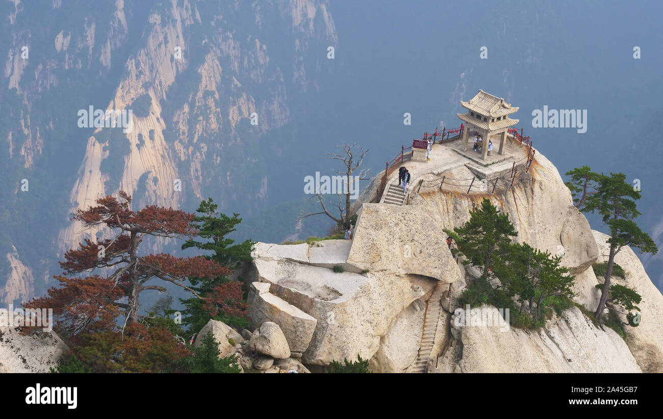 The Chess pavilion located on the top of the Huashan Mountain, famous ...