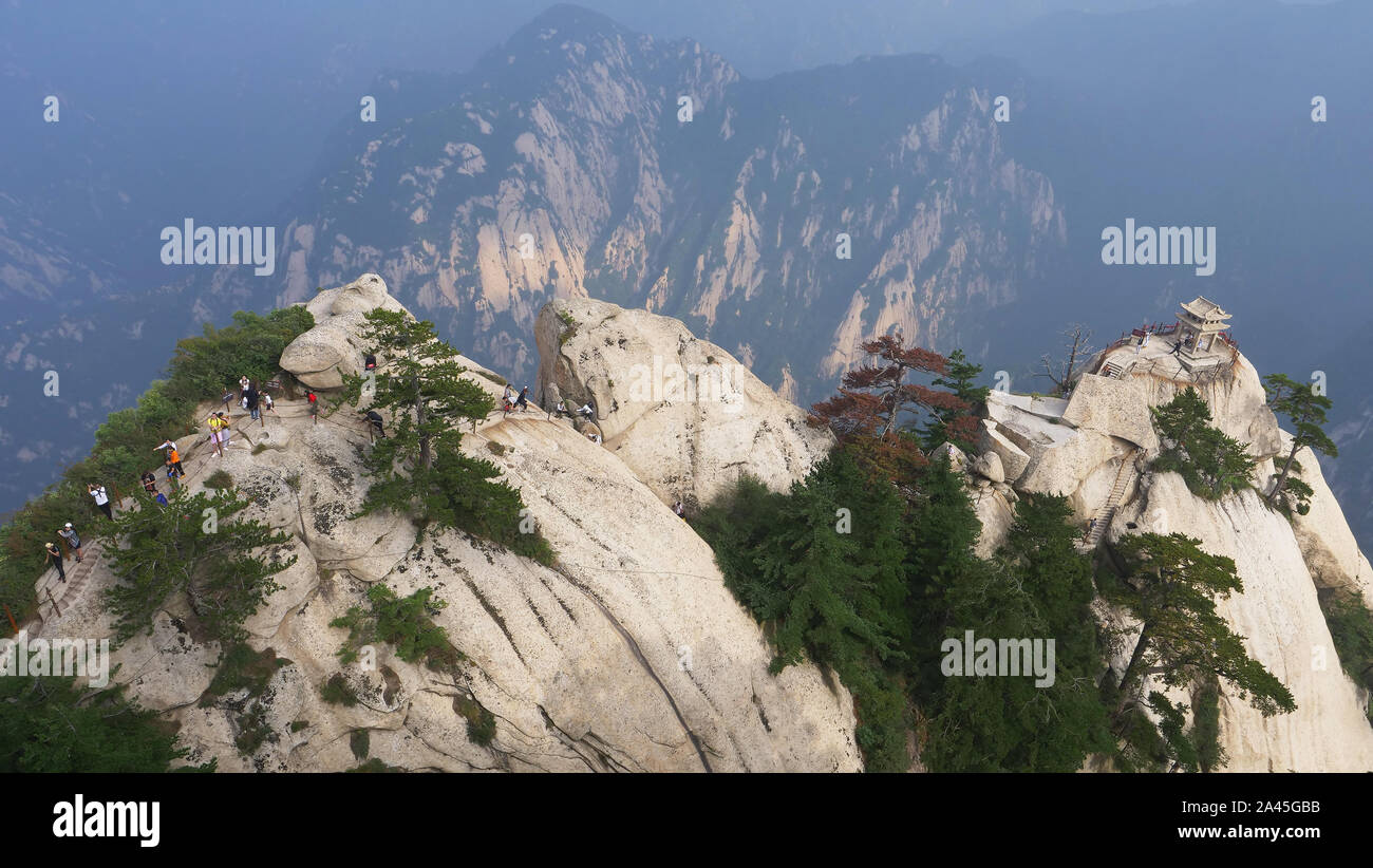 The Chess pavilion located on the top of the Huashan Mountain, famous ...