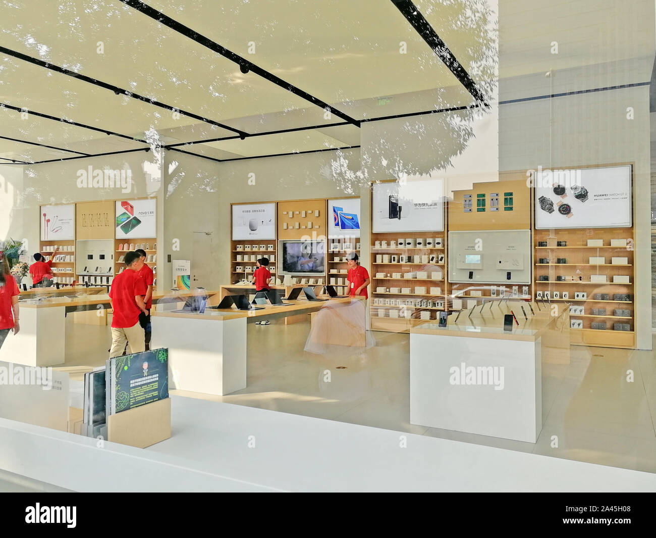 The inside view of the first Huawei authorized store in Beijing, China ...