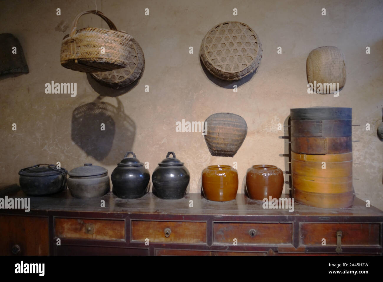 Traditional Chinese Residences kitchen interior in Tianshui Folk Arts ...