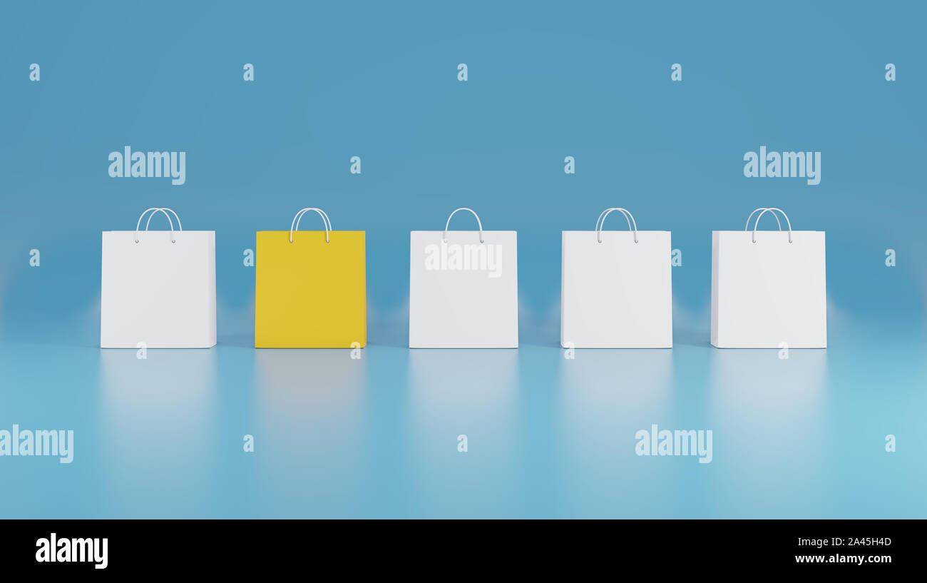 Minimal white bags collection with one yellow bag. Different concept ...