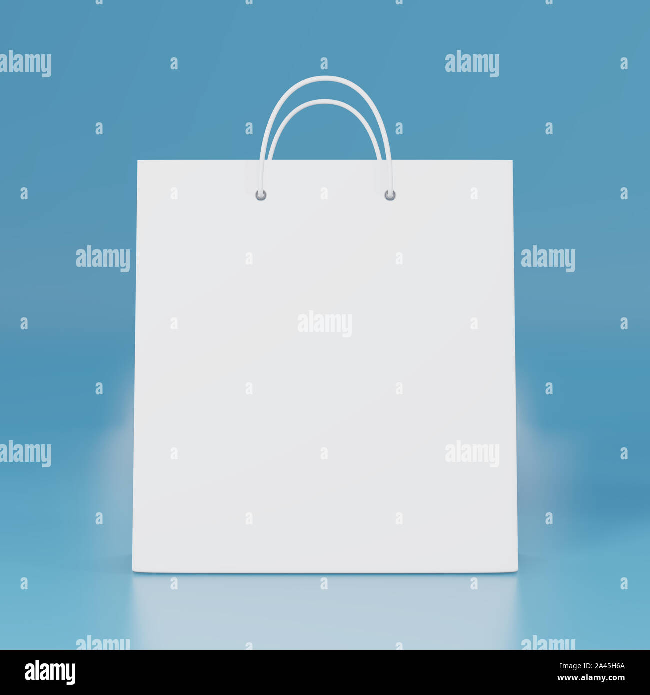 Blank white paper bag with, isolated, 3d rendering. Empty gift carry ...