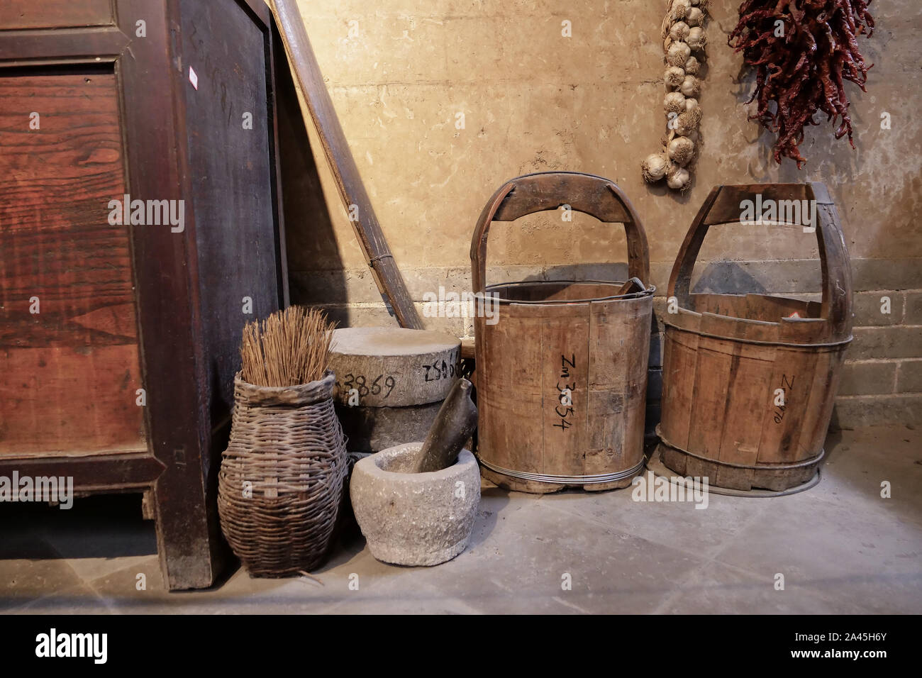 Traditional Chinese Residences kitchen interior in Tianshui Folk Arts ...