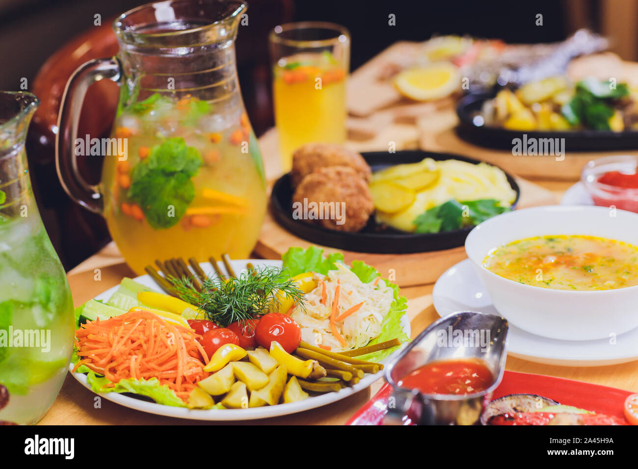 Food Table Celebration Delicious Party Meal Concept. A lot of food ...