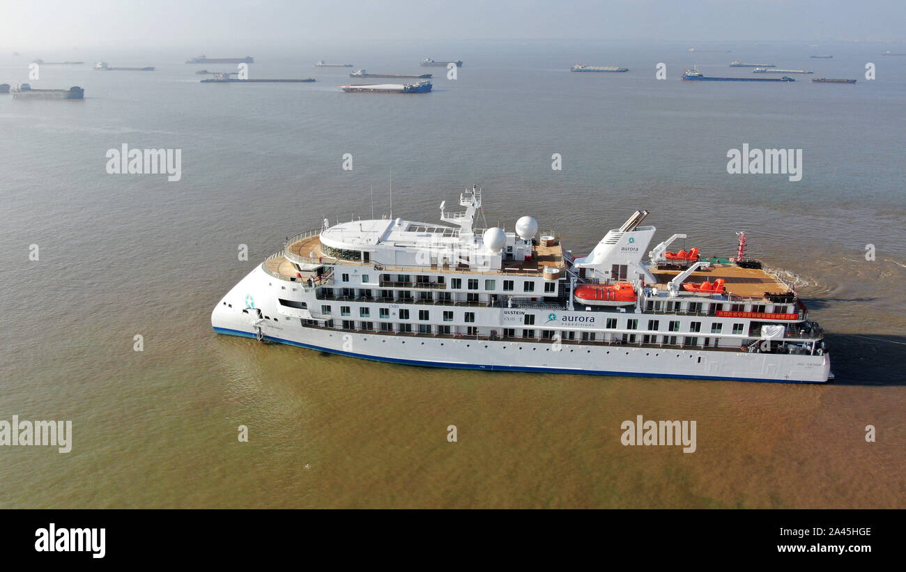 First Chinese-made polar cruise ship cruises on the sea in Haimen city ...