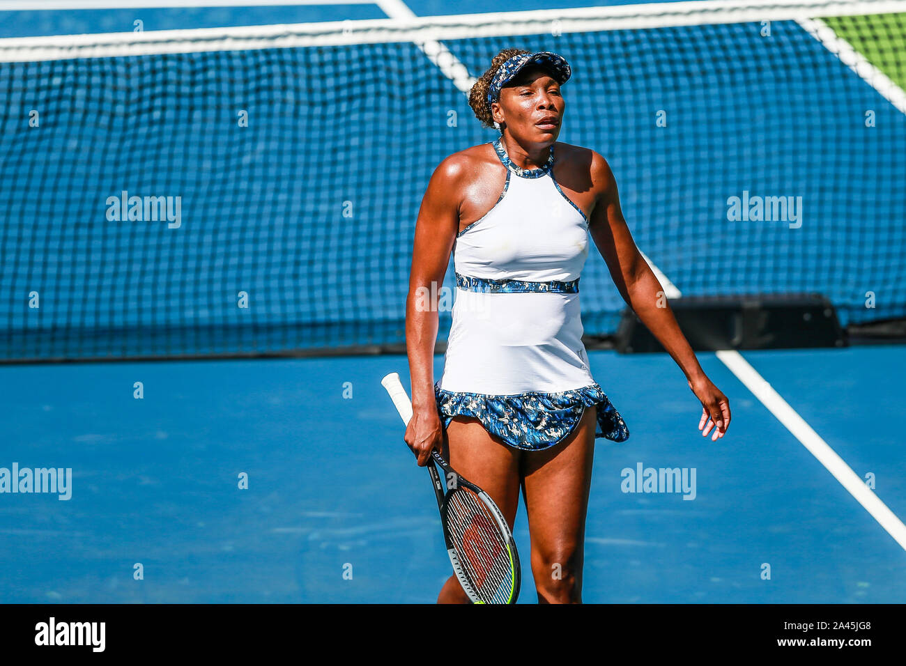 American professional tennis player Venus Williams plays against ...